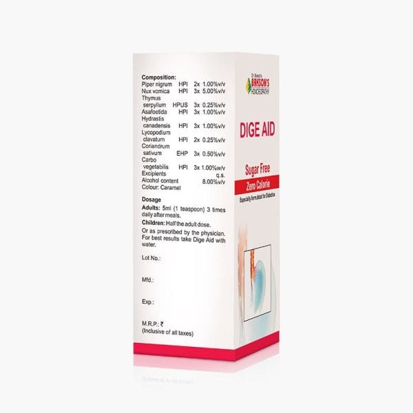BAKSON DIGE AID SYRUP (SUGAR FREE) – Dr Homoeo Pharmacy