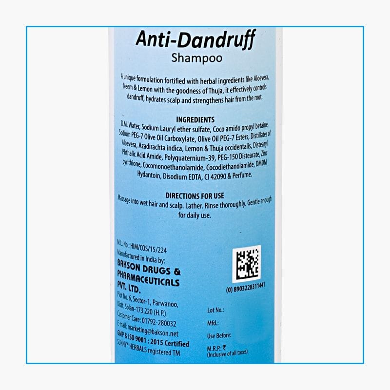 Bakson Anti Dandruff Shampoo (150ml) – Dr Homoeo Pharmacy